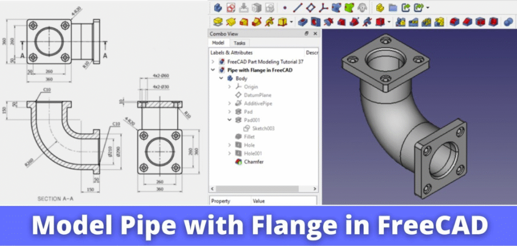 Model Pipe with Flange in FreeCAD – Mechnexus