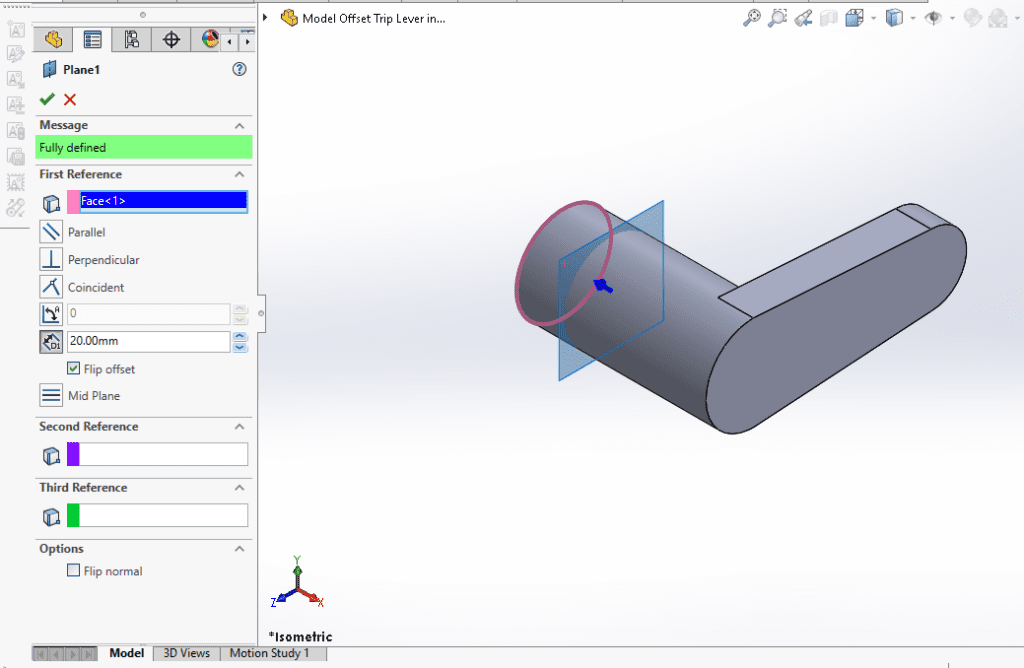 Model Offset Trip Lever in SolidWorks – Mechnexus