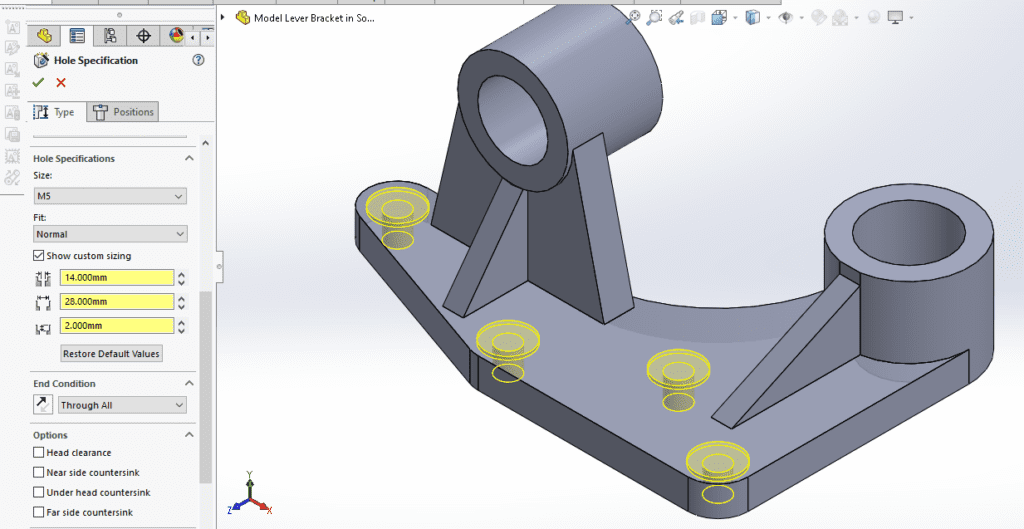 Model Lever Bracket in SolidWorks : (Gallery Serial No.19) – Mechnexus
