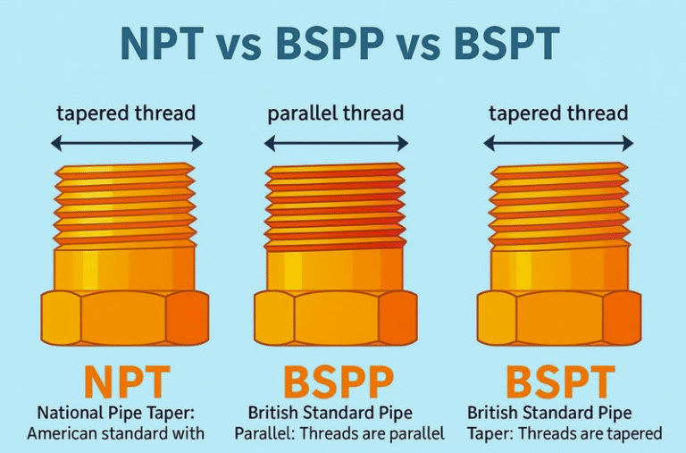Difference Between NPT ,BSPP ,BSPT Threads – Mechnexus